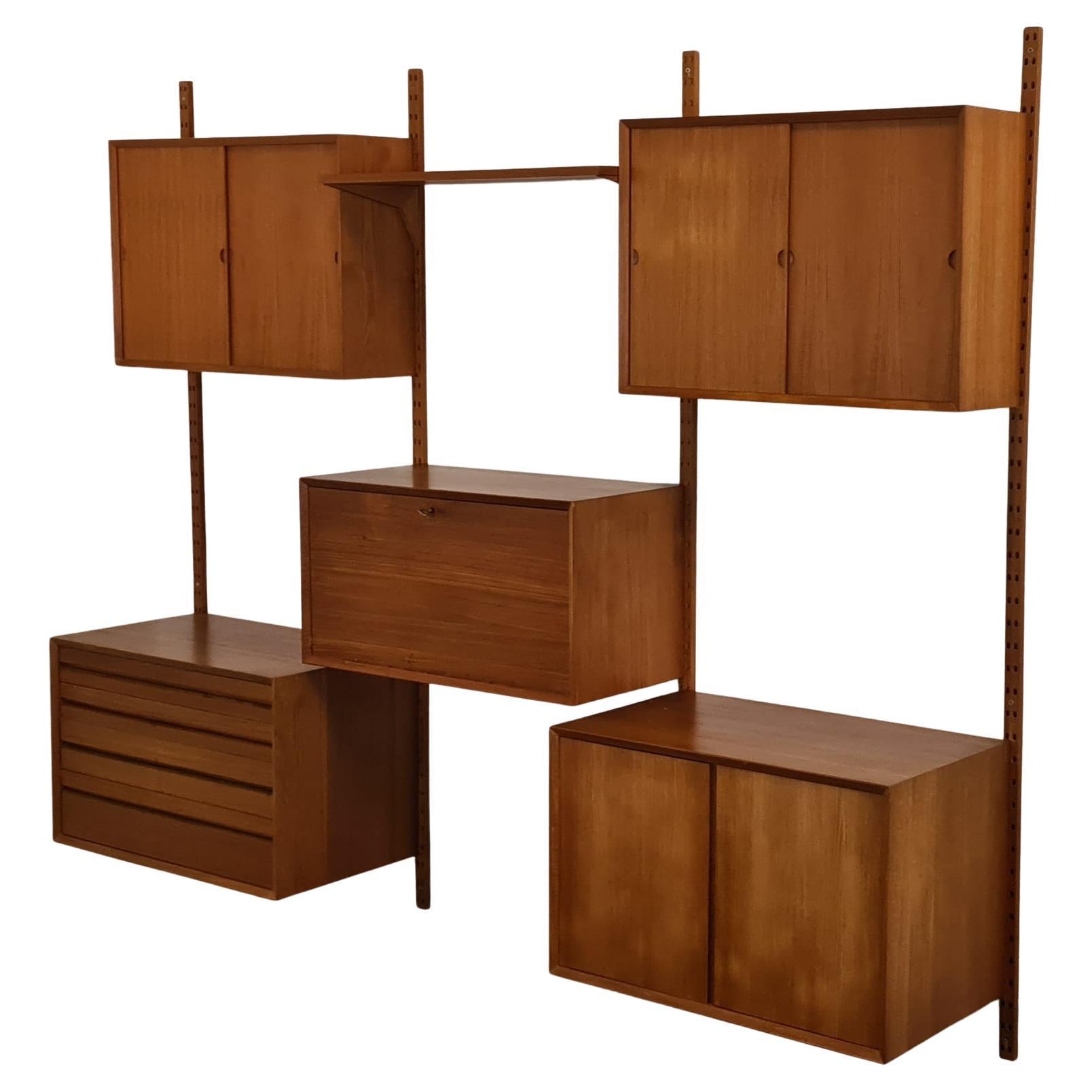 Vintage teak wall unit by Paul Cadovius, 1960s at 1stDibs