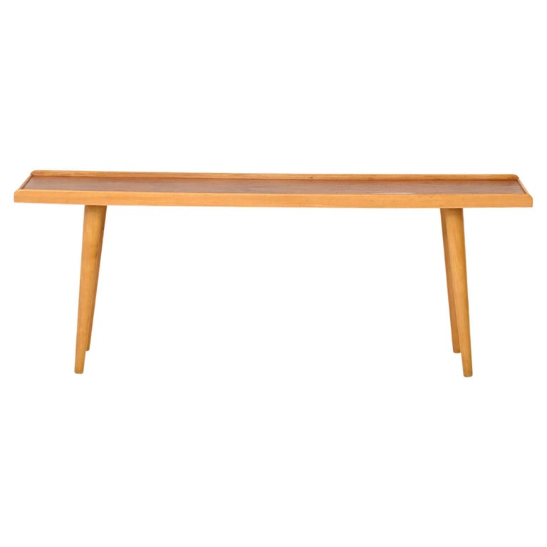 Vintage teak wood flower holder bench For Sale at 1stDibs