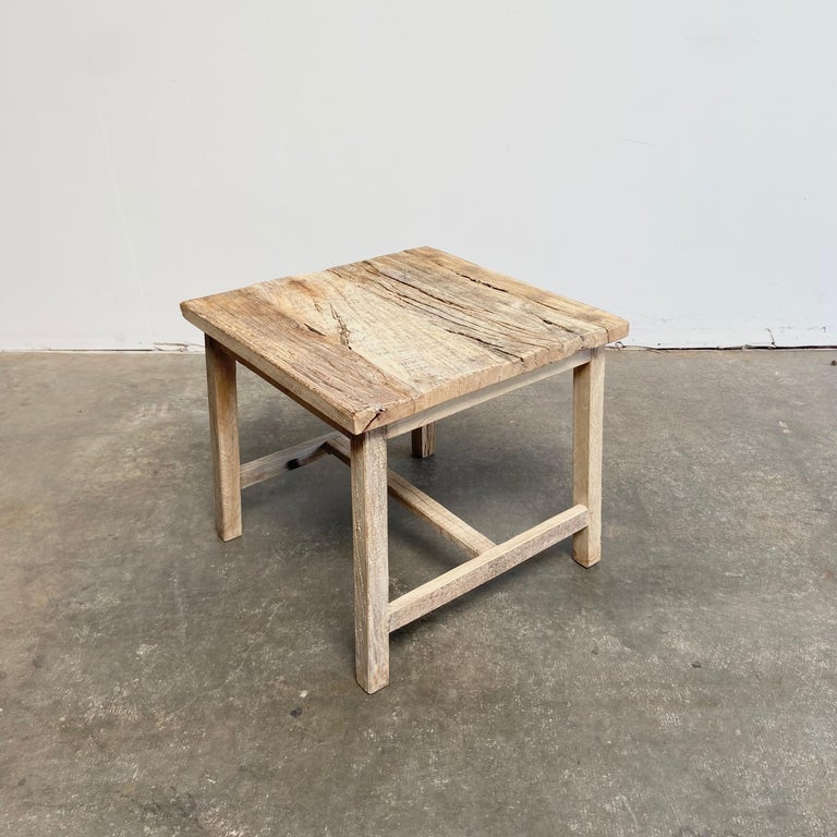 Vintage Teak Wood Rustic Side Table at 1stDibs