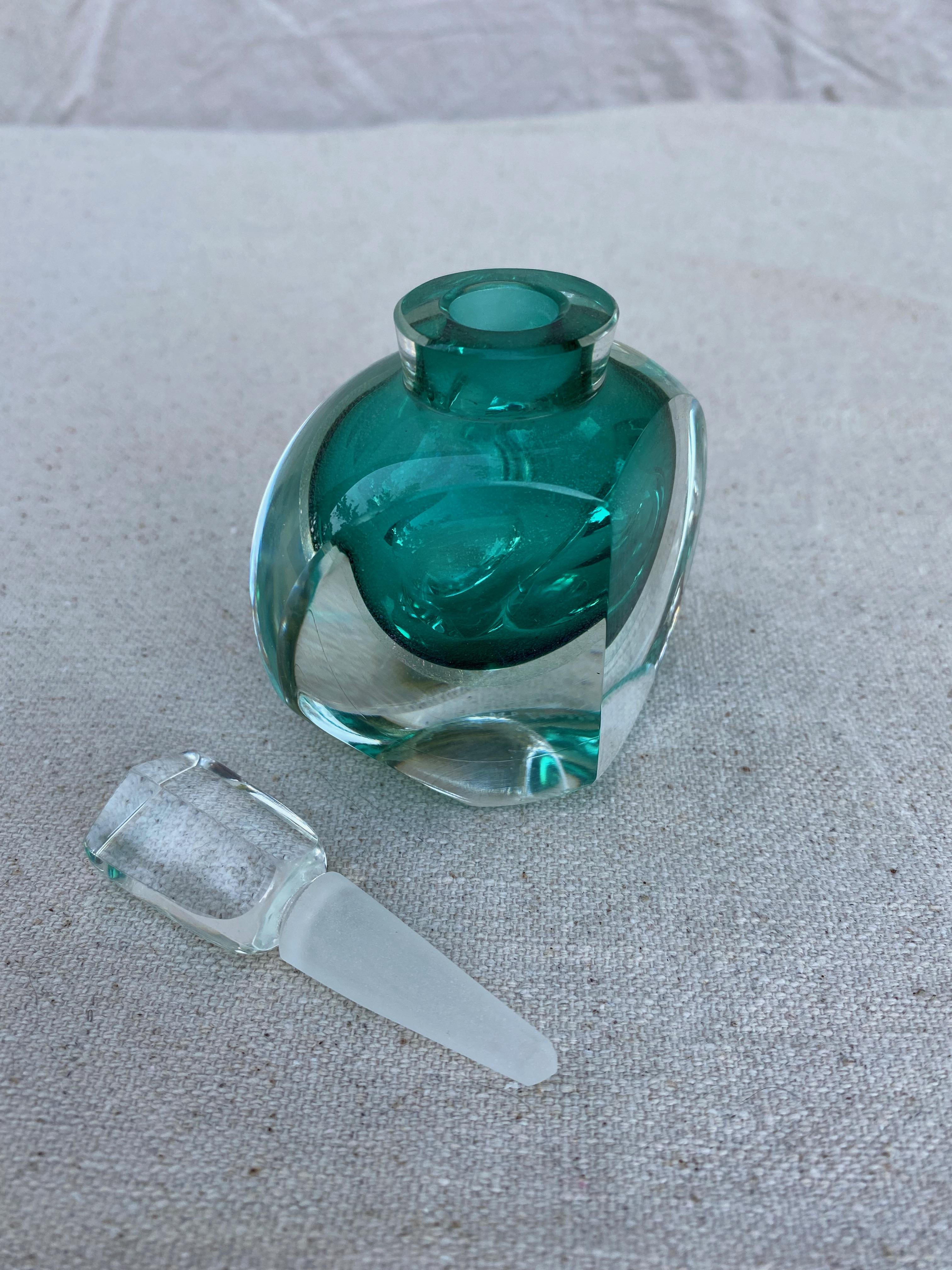 Vintage Teal Art Glass Perfume Bottle at 1stDibs | teal perfume bottle ...