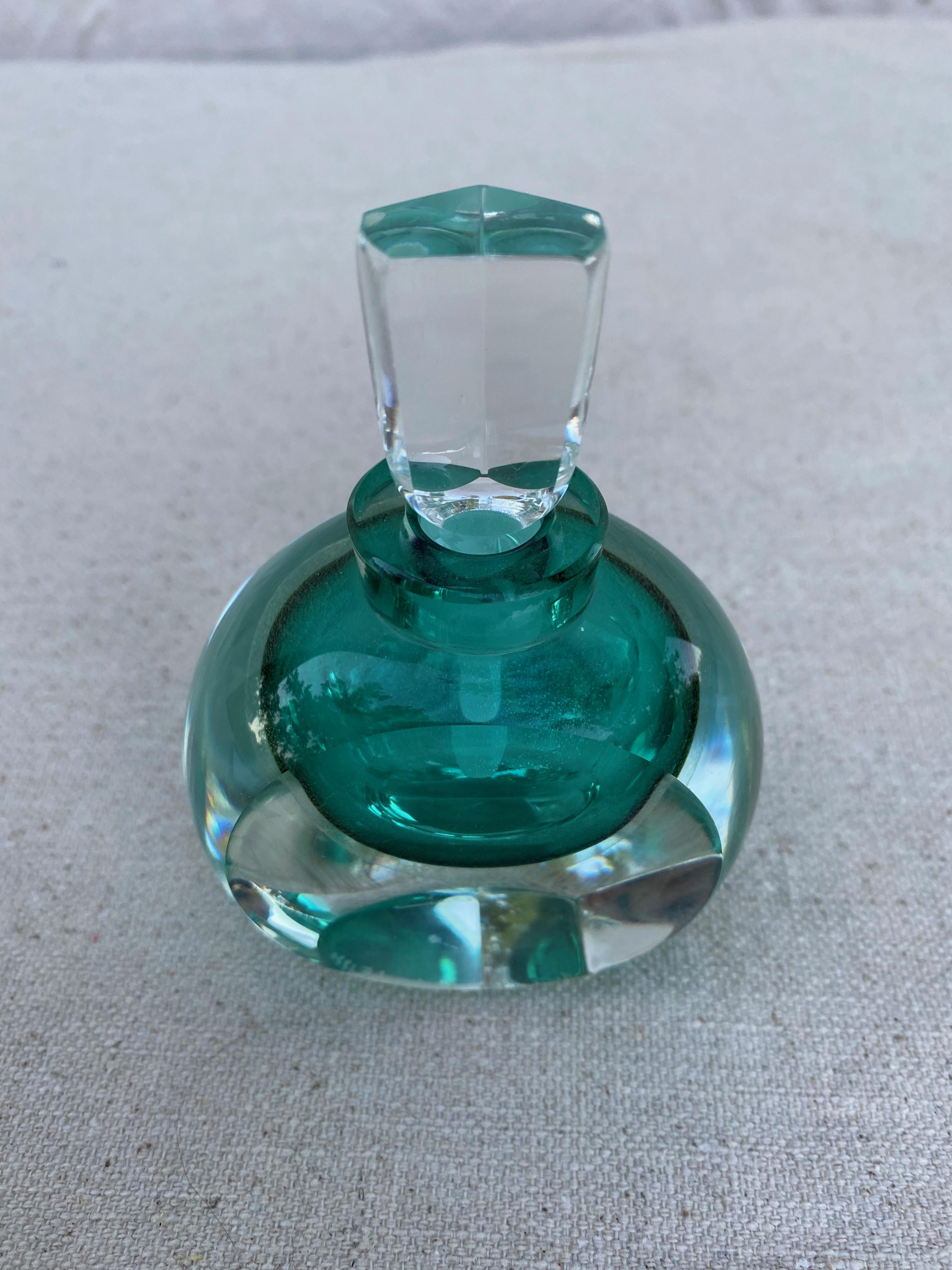 Vintage Teal Art Glass Perfume Bottle at 1stDibs | teal perfume bottle ...