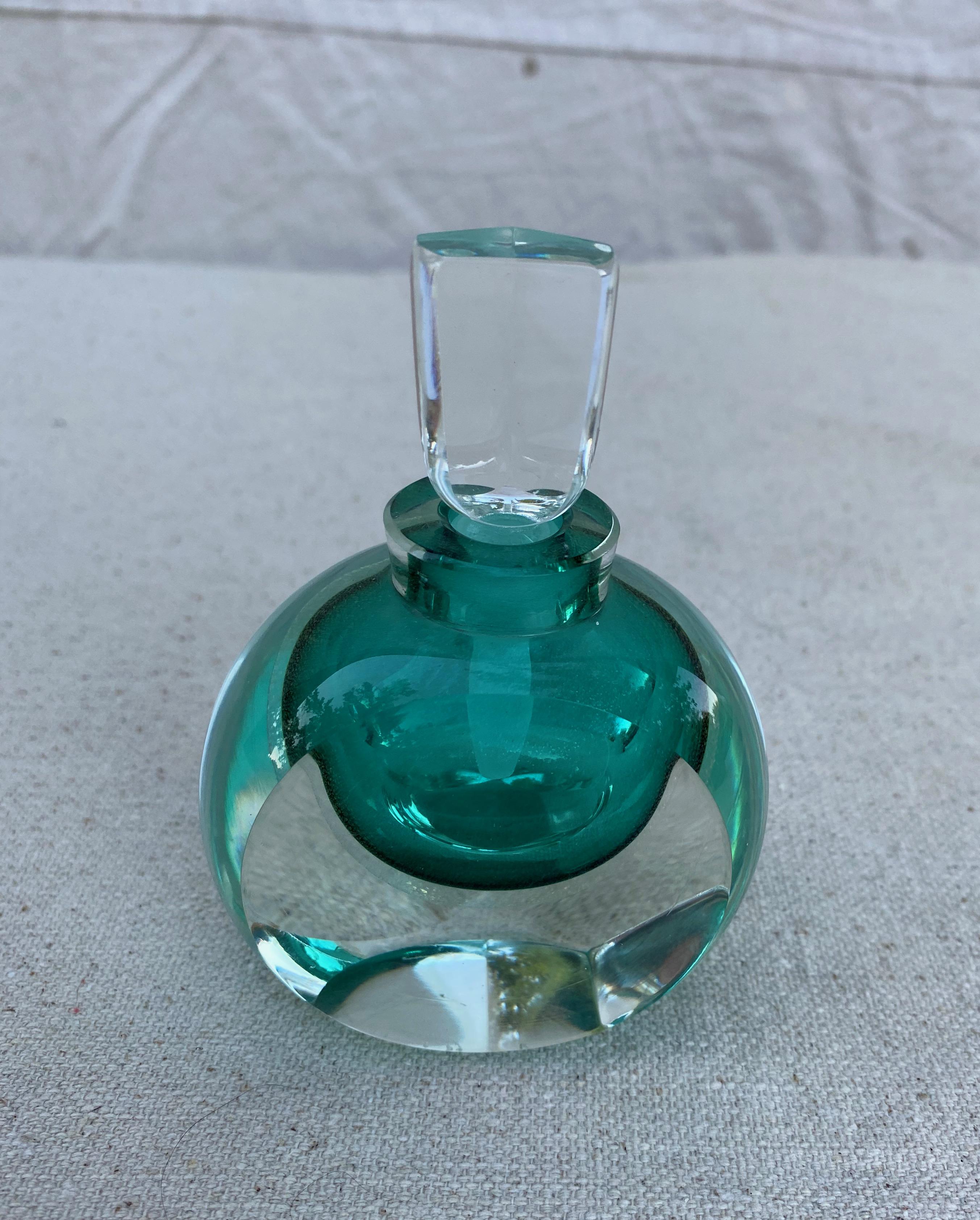 Vintage Teal Art Glass Perfume Bottle at 1stDibs | teal perfume bottle ...
