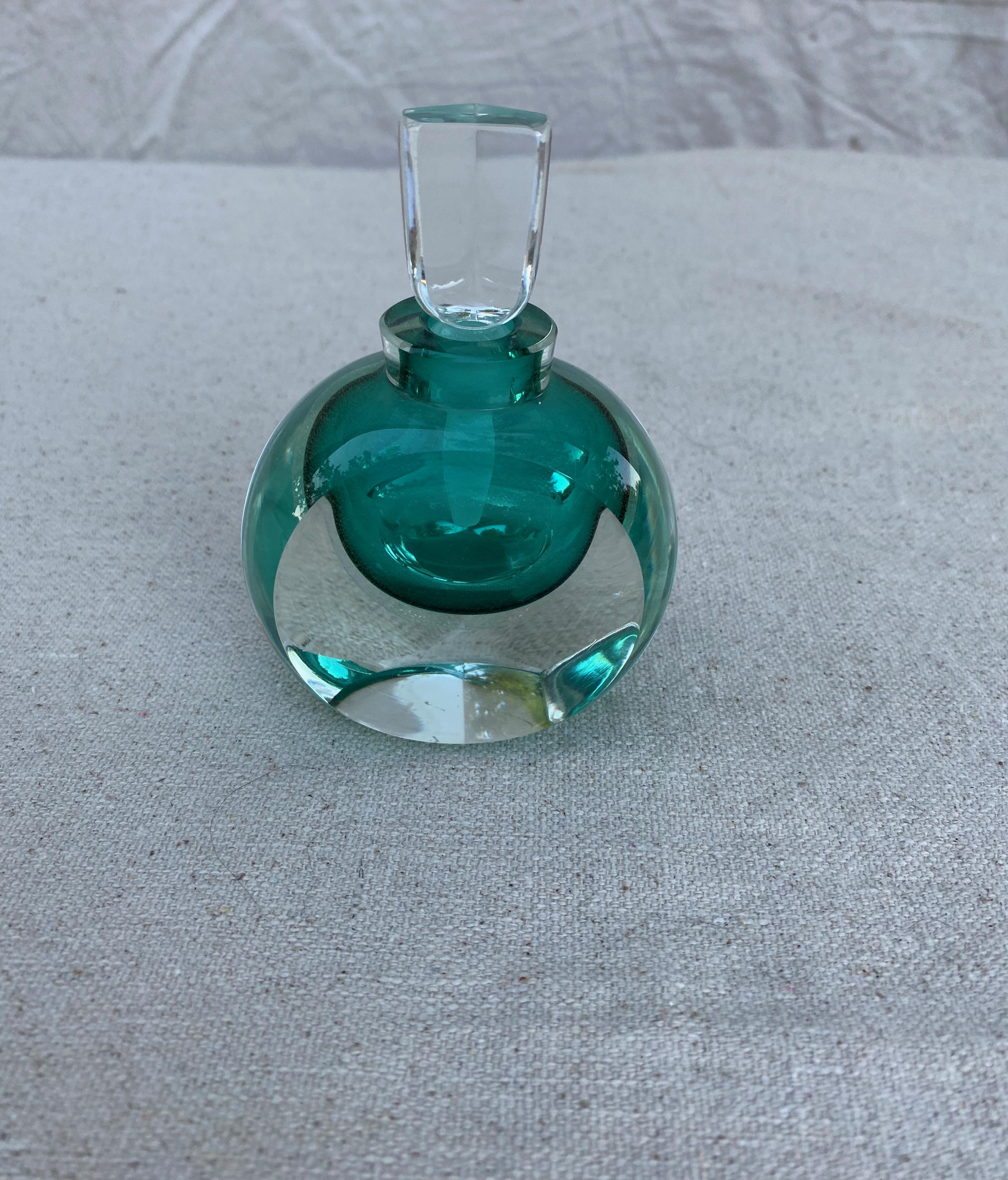 Vintage Teal Art Glass Perfume Bottle at 1stDibs | teal perfume bottle ...