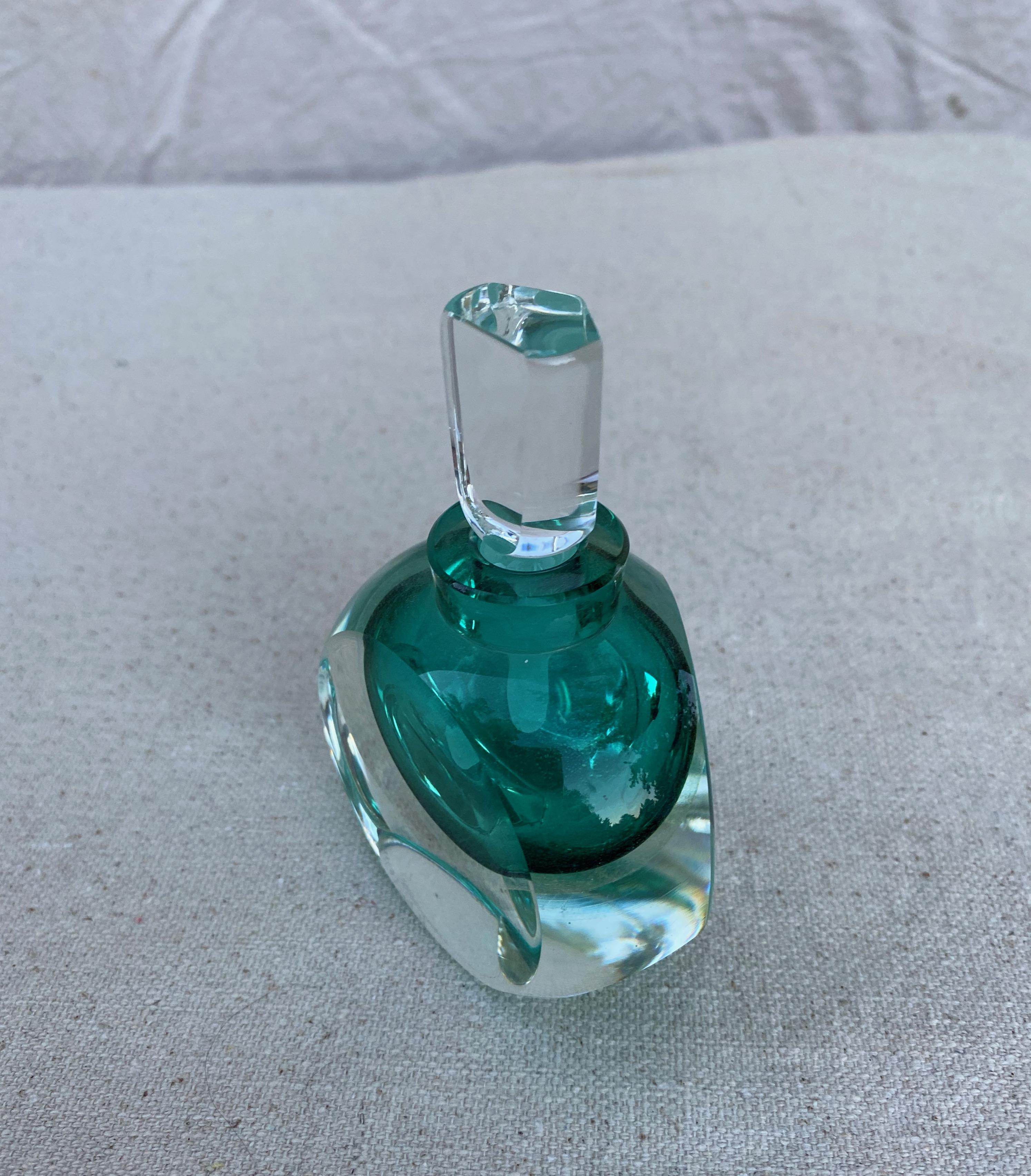 Vintage Teal Art Glass Perfume Bottle at 1stDibs | teal perfume bottle ...