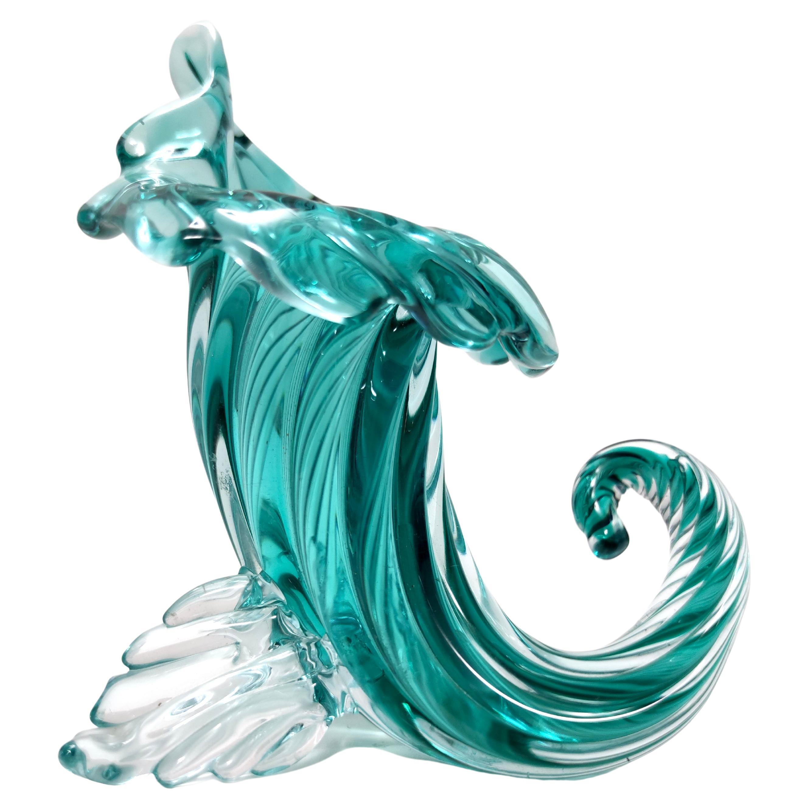 Vintage Teal Murano Glass Cornucopia by Archimede Seguso, Italy For ...
