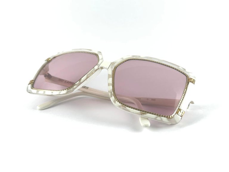 Vintage Ted Lapidus Paris TL White and Gold 1970 Sunglasses For Sale at ...