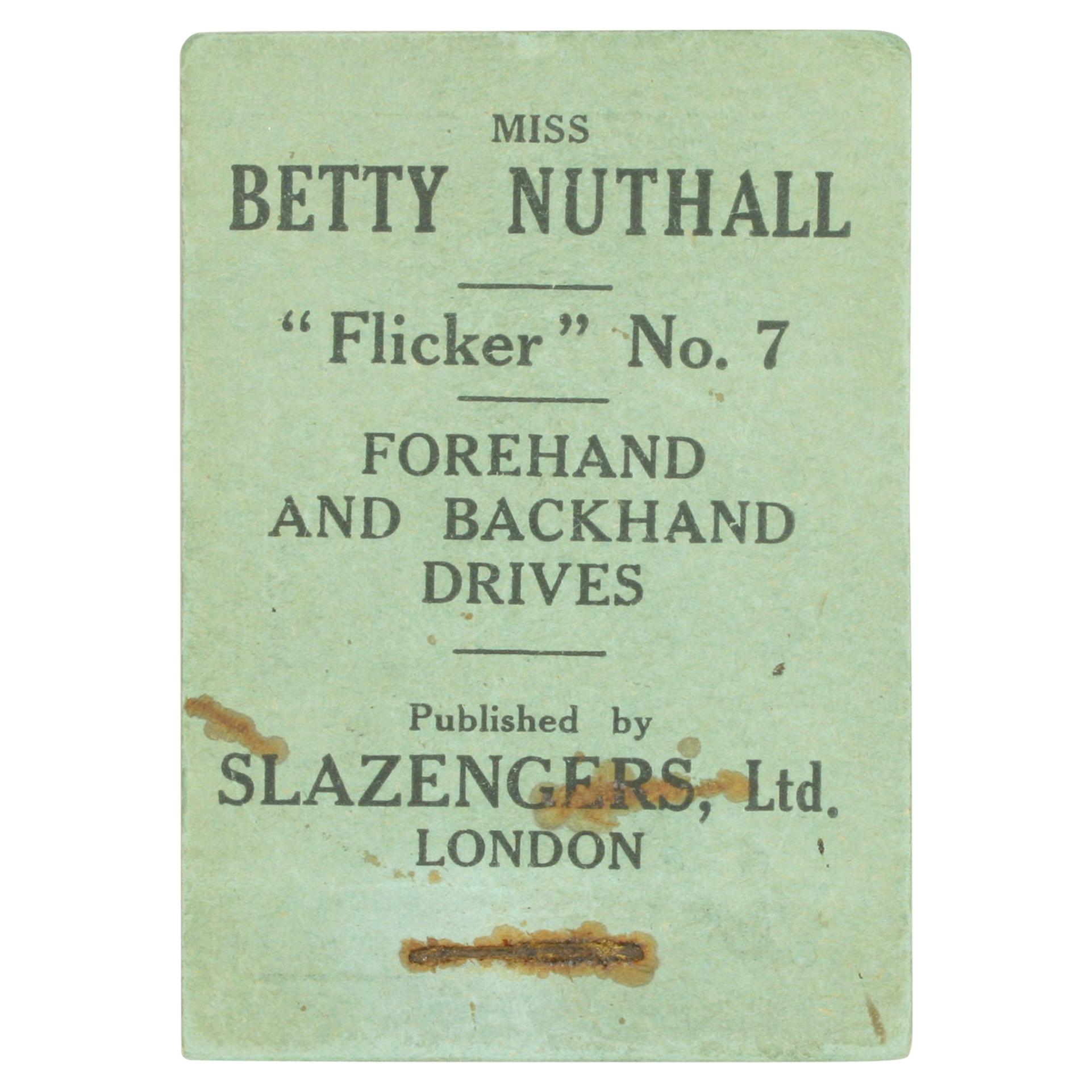 Vintage Tennis Flicker Book, No.8 Betty Nuthall For Sale at 1stDibs ...