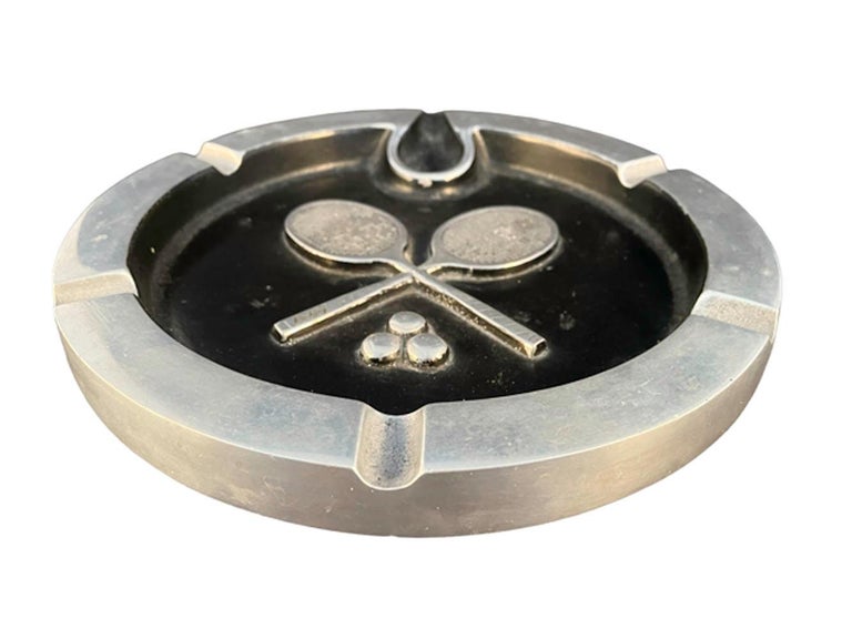 Vintage Tennis Themed Cast Aluminum Ashtray Attributed to Bruce Fox For ...