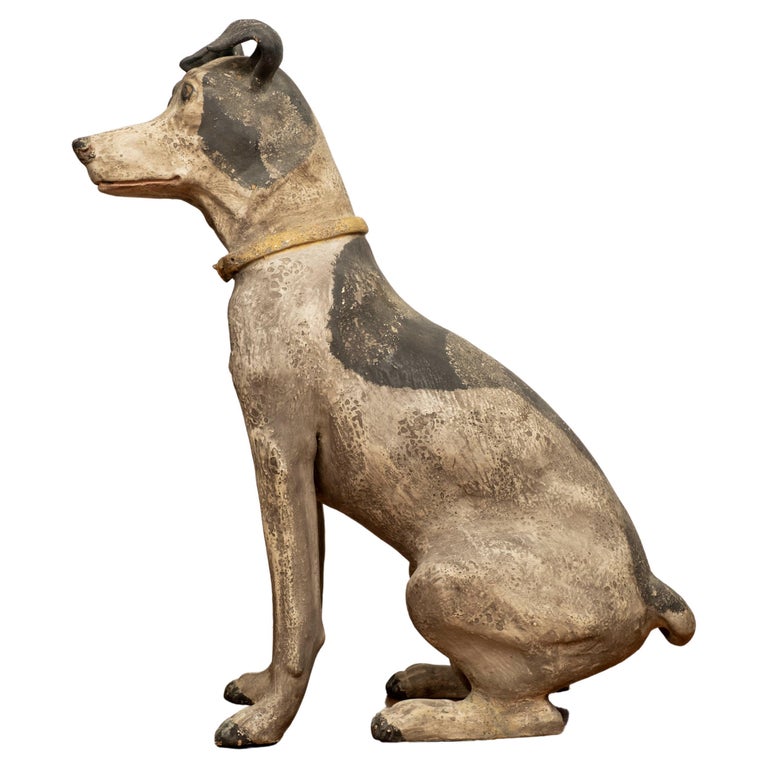 Vintage Terracotta Dog Sculpture For Sale at 1stDibs