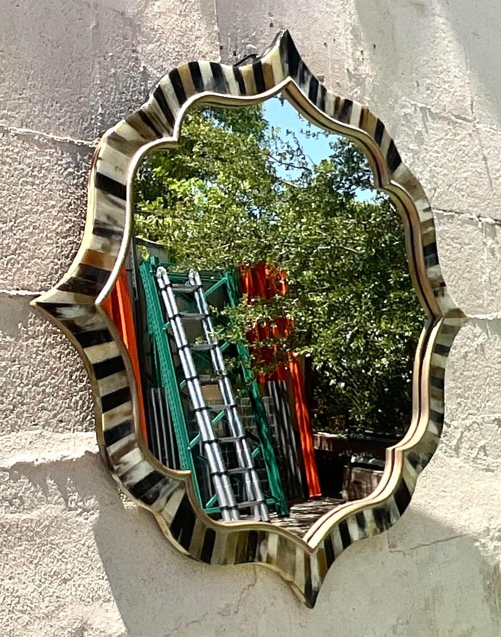 Vintage Tessellated Horn Mirror For Sale at 1stDibs