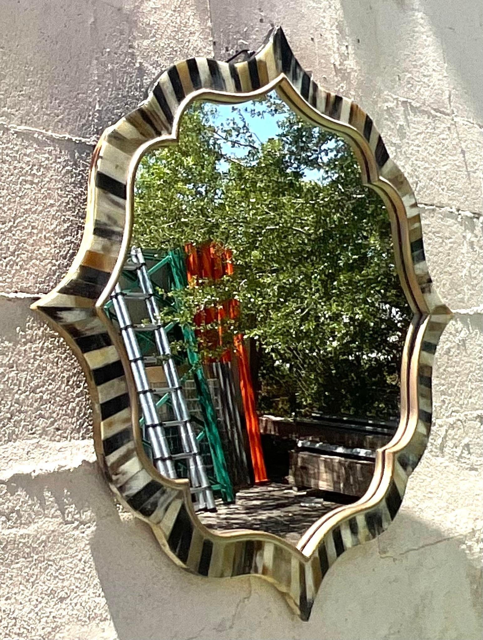 Vintage Tessellated Horn Mirror For Sale at 1stDibs