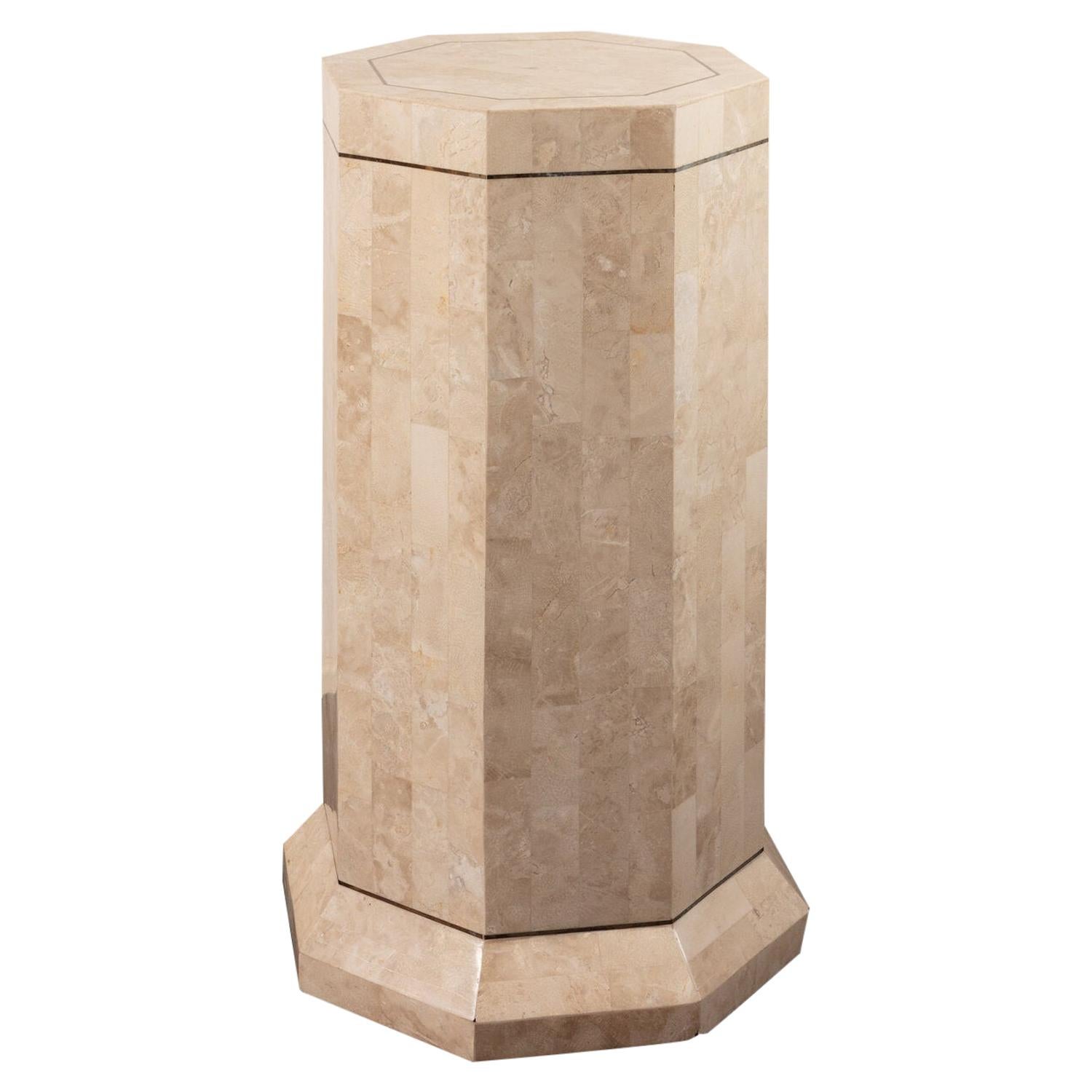 Oversized Postmodern Tessellated Black Stone Accordion Pedestal, 1990s ...