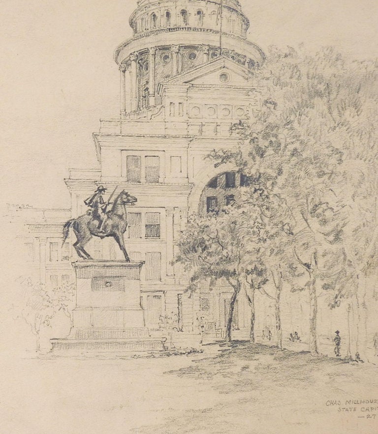 Vintage Texas State Capital Austin Architectural Drawing For Sale at ...