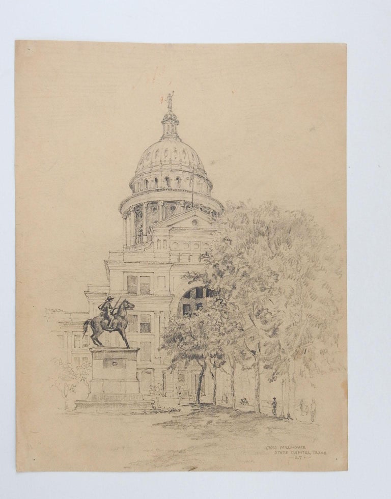 Vintage Texas State Capital Austin Architectural Drawing For Sale at ...