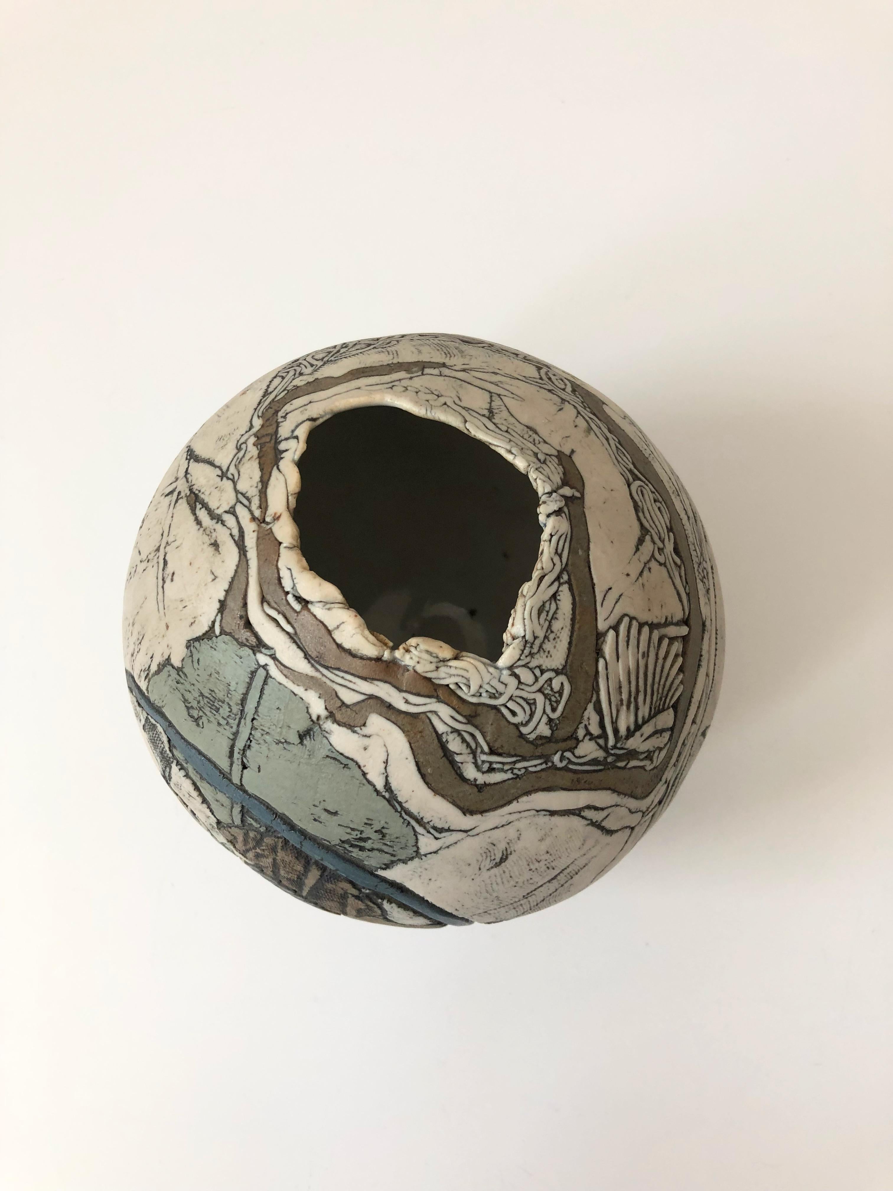 Vintage Textured Studio Pottery Sphere Vase at 1stDibs