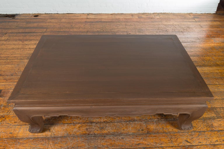 Vintage Thai Chow Legs Coffee Table with Carved Apron and Brown Patina ...