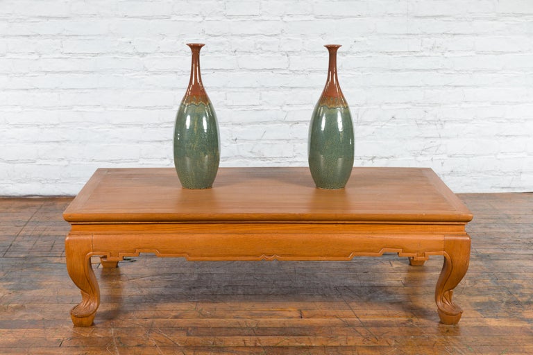 Vintage Thai Coffee Table with Waisted Top, Carved Apron and Cabriole ...
