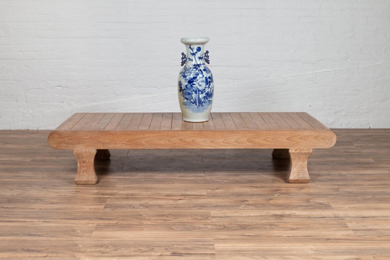 Vintage Thai Teak Wood Coffee Table with All Natural Patina and Slatted ...