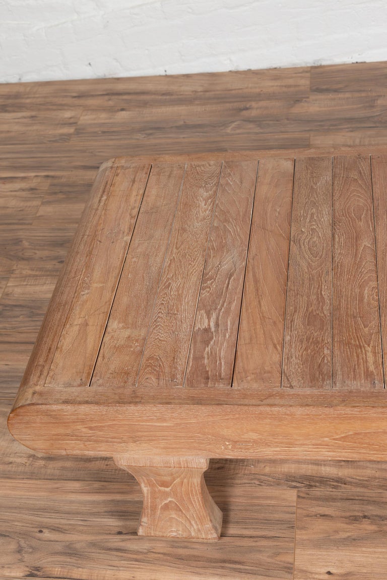 Vintage Thai Teak Wood Coffee Table with All Natural Patina and Slatted ...
