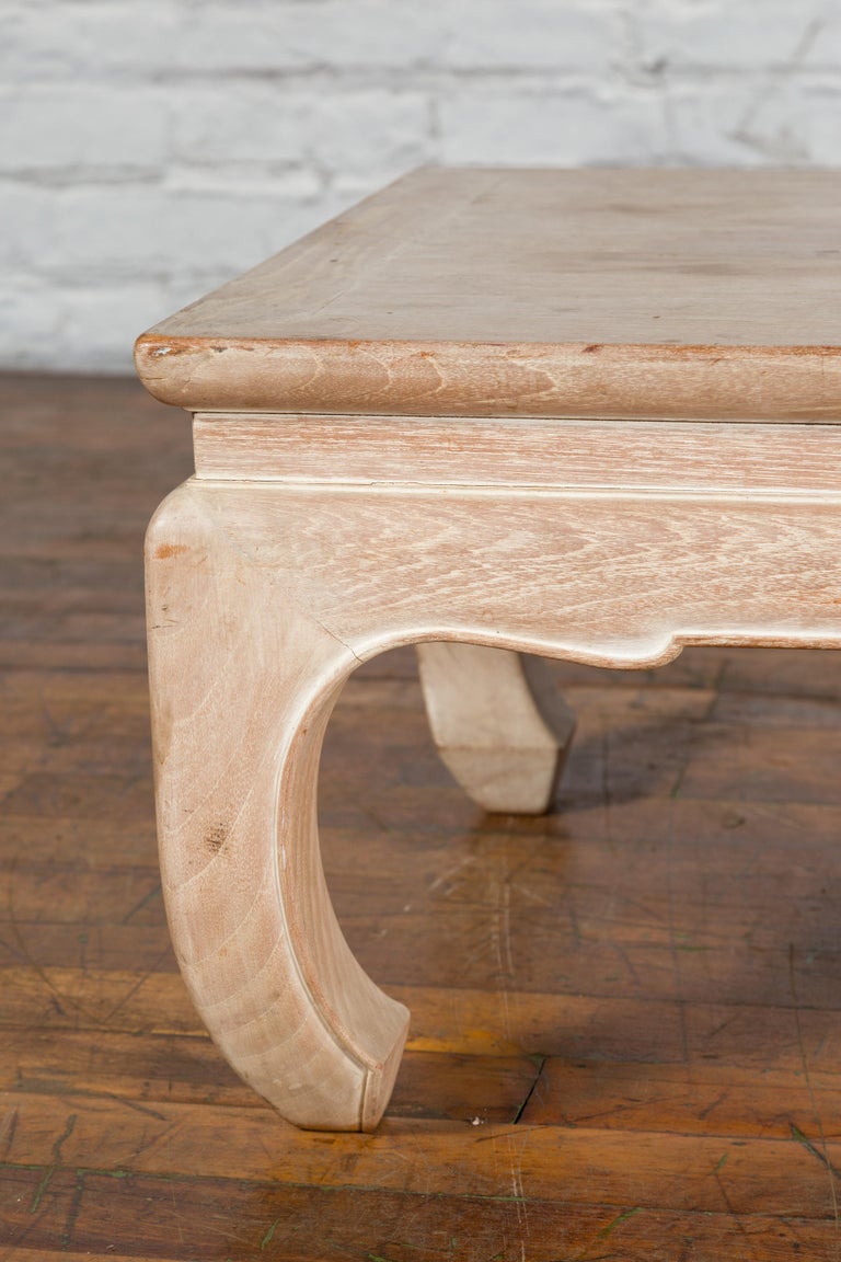 Vintage Thai Whitewashed Low Drinks Table with Carved Apron and Chow ...