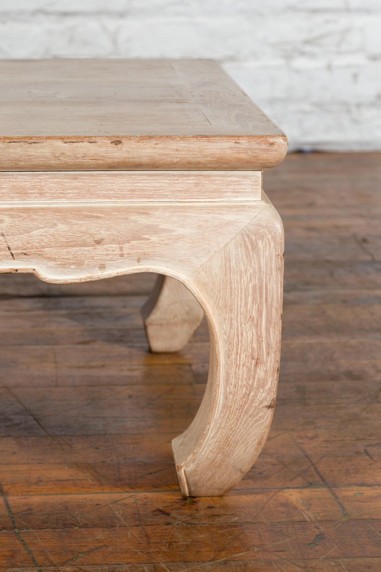 Vintage Thai Whitewashed Low Drinks Table with Carved Apron and Chow ...
