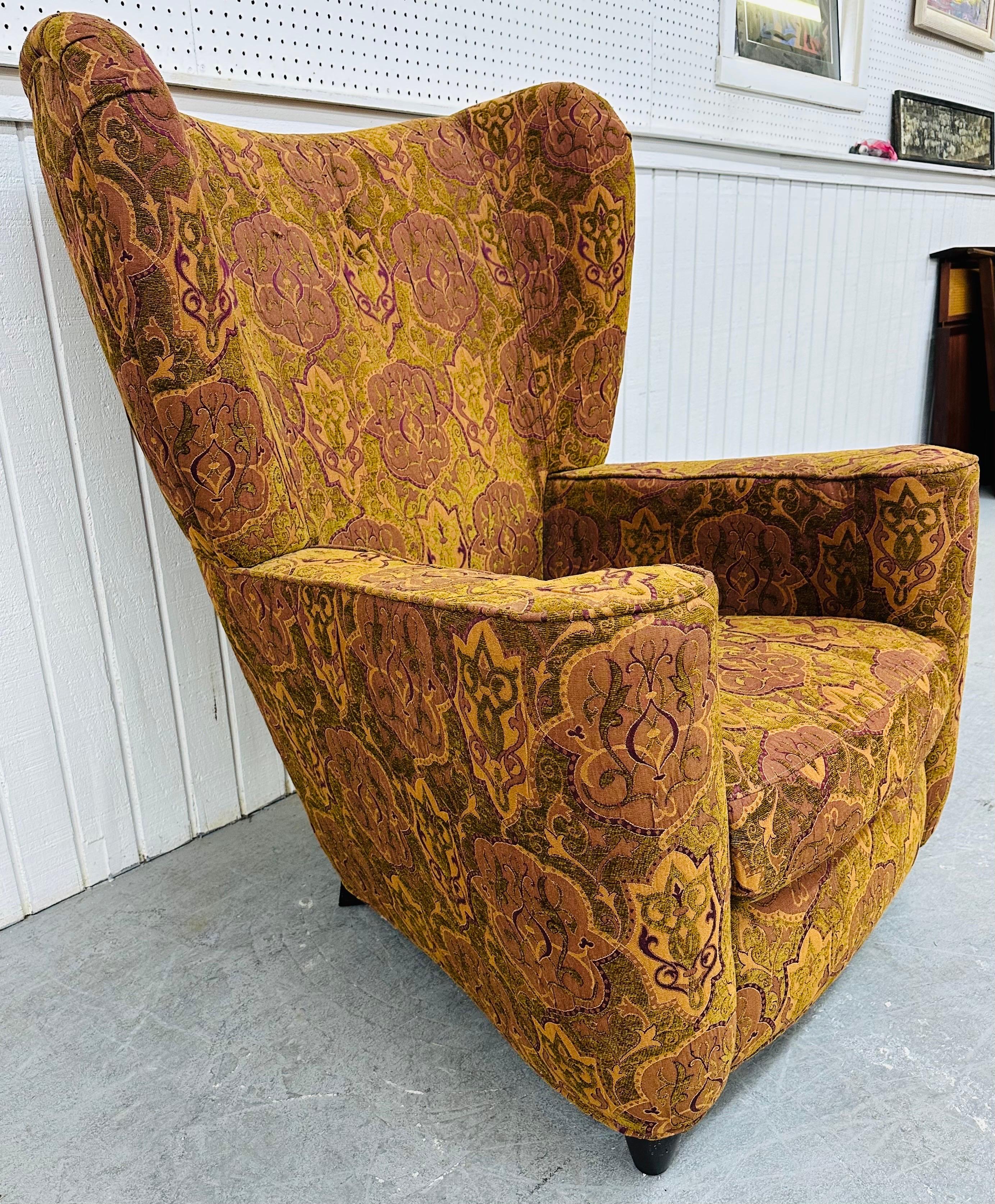 Vintage Thayer Coggin Oversized Upholstered Wing Chair For Sale at 1stDibs