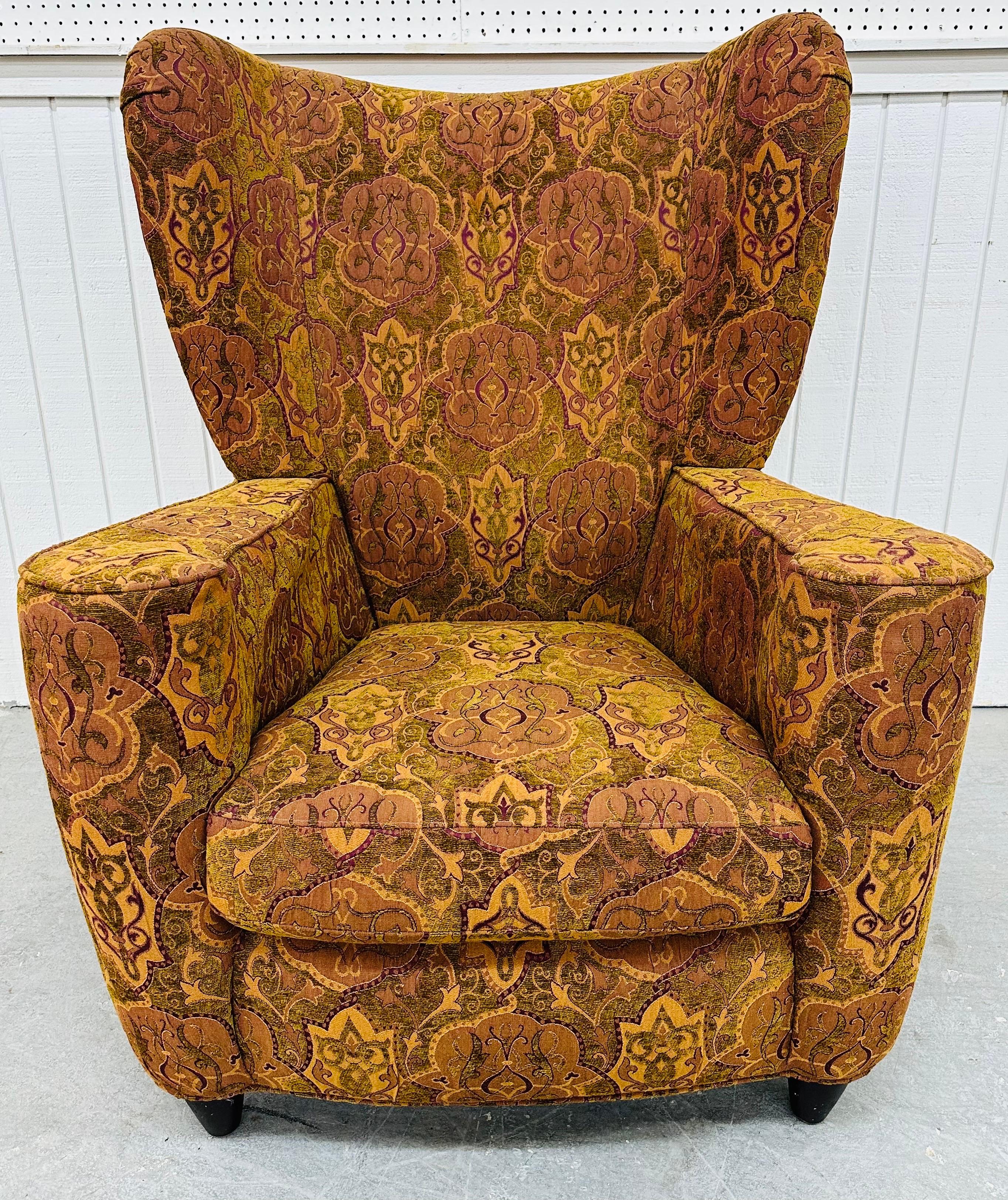 Vintage Thayer Coggin Oversized Upholstered Wing Chair For Sale at 1stDibs