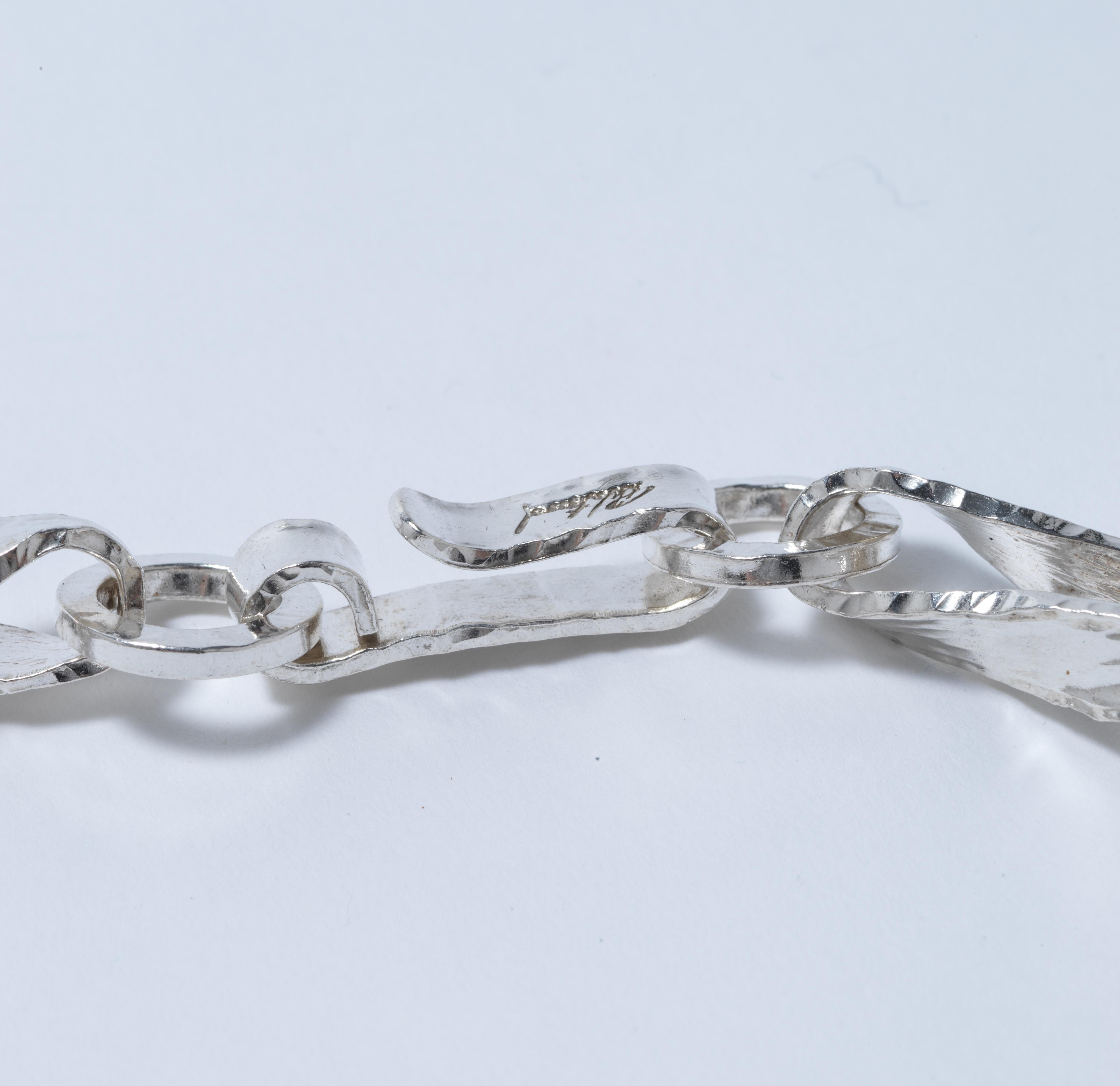 Vintage thick and large silver necklace designed chain made in 1993 in ...