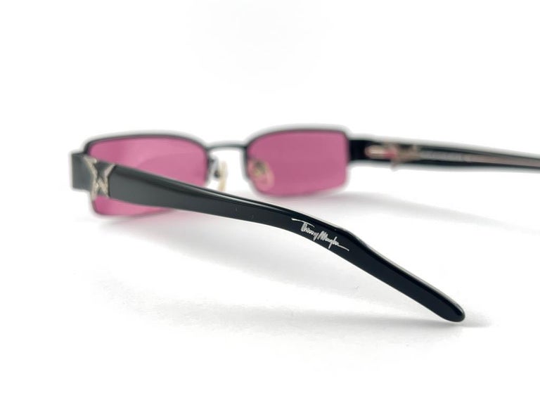 Vintage Thierry Mugler Half Frame Black Purple Lenses 1980's Paris ...