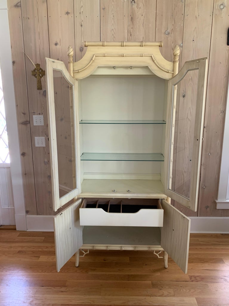 Vintage Thomasville Allegro Faux Bamboo China Cabinet For Sale at 1stDibs