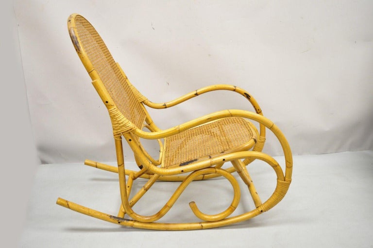 Vintage Thonet Bentwood and Rattan Cane Rocker Rocking Chair by Cerda ...