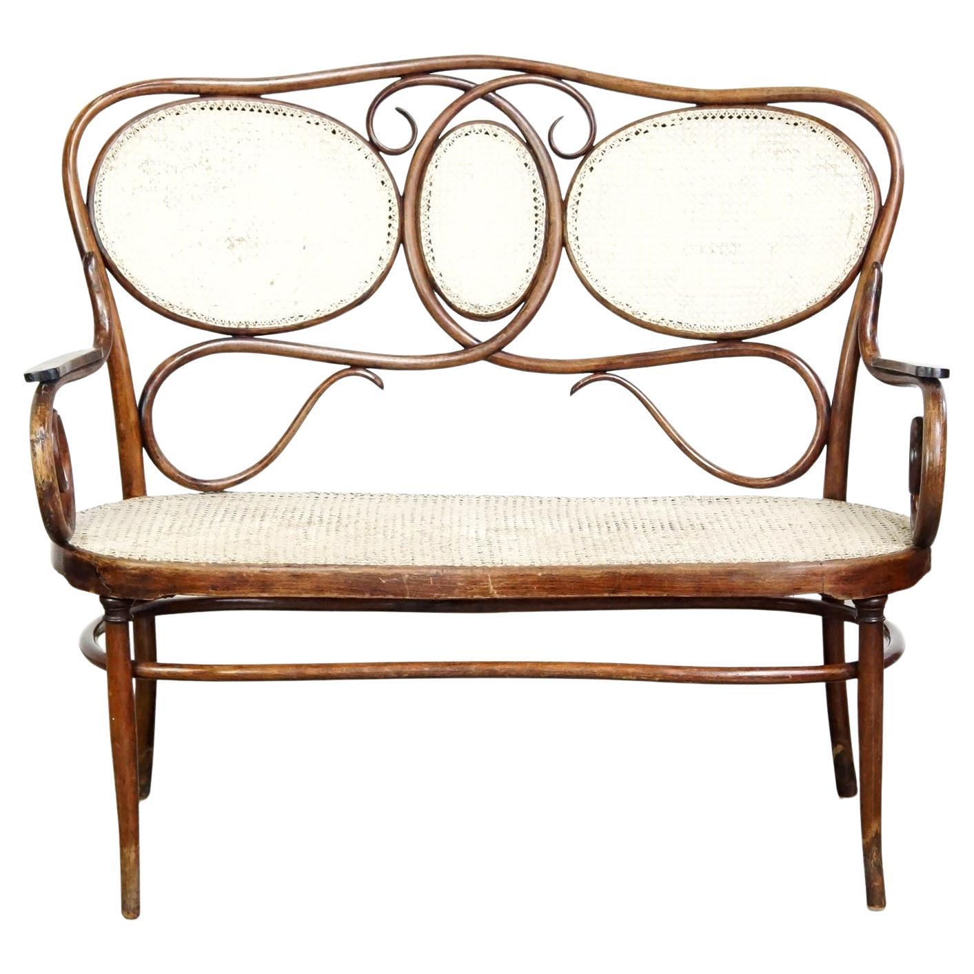 Vintage Thonet design bench in Art Nouveau style, in good and stable ...