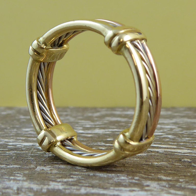 Vintage Three-Color Gold Triple Band Ring, Hallmarked 18 Carat Gold ...