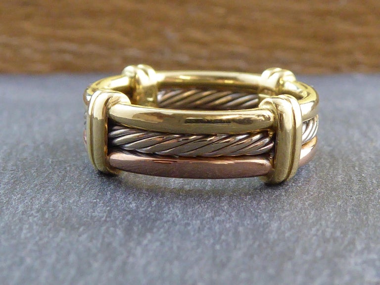 Vintage Three-Color Gold Triple Band Ring, Hallmarked 18 Carat Gold ...