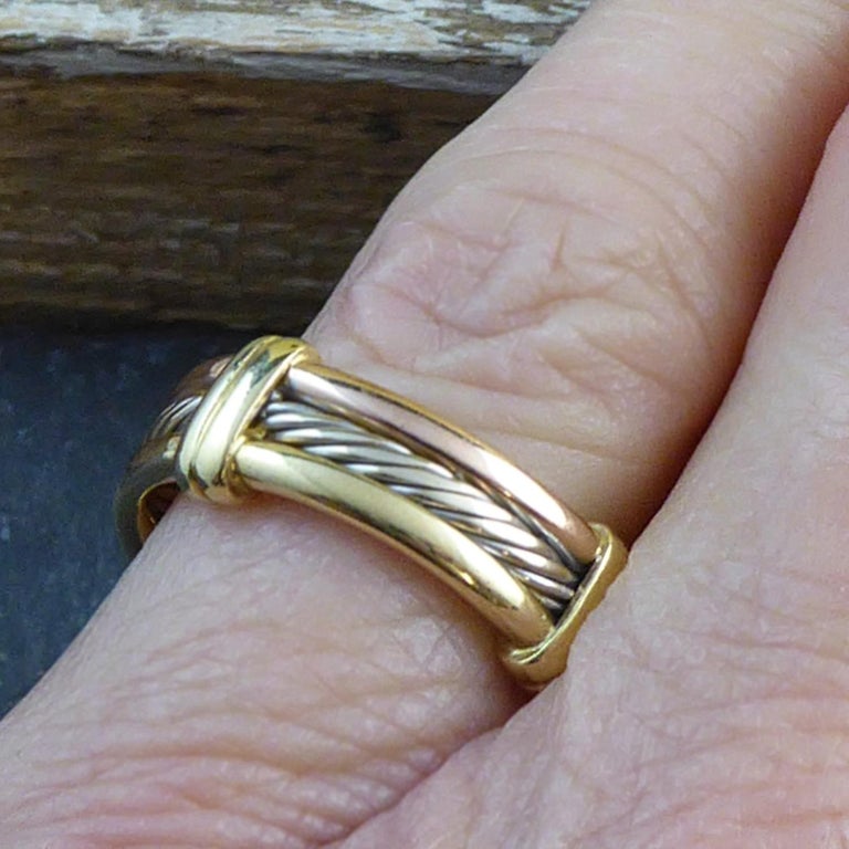 Vintage Three-Color Gold Triple Band Ring, Hallmarked 18 Carat Gold ...