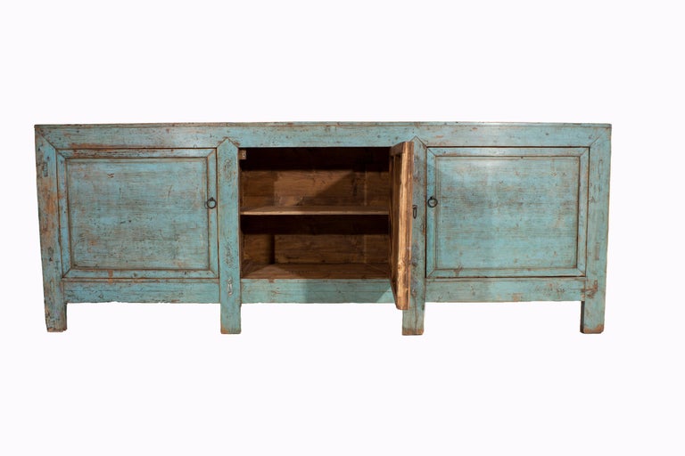 Three-Door Server in Original Pale Blue Patina at 1stDibs