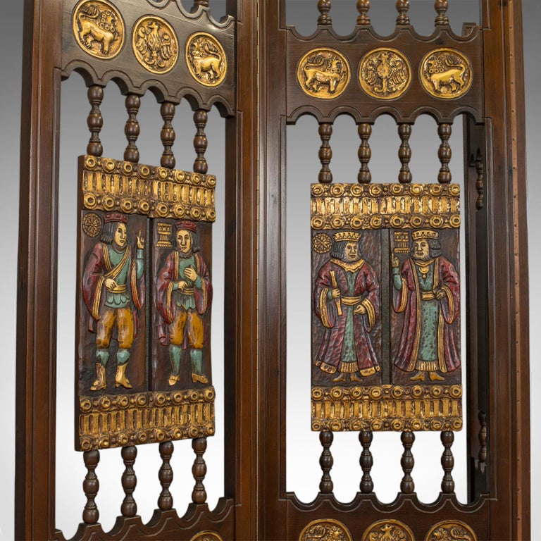 Vintage Three-Fold Screen, Painted, French, Room Divider, Medieval ...