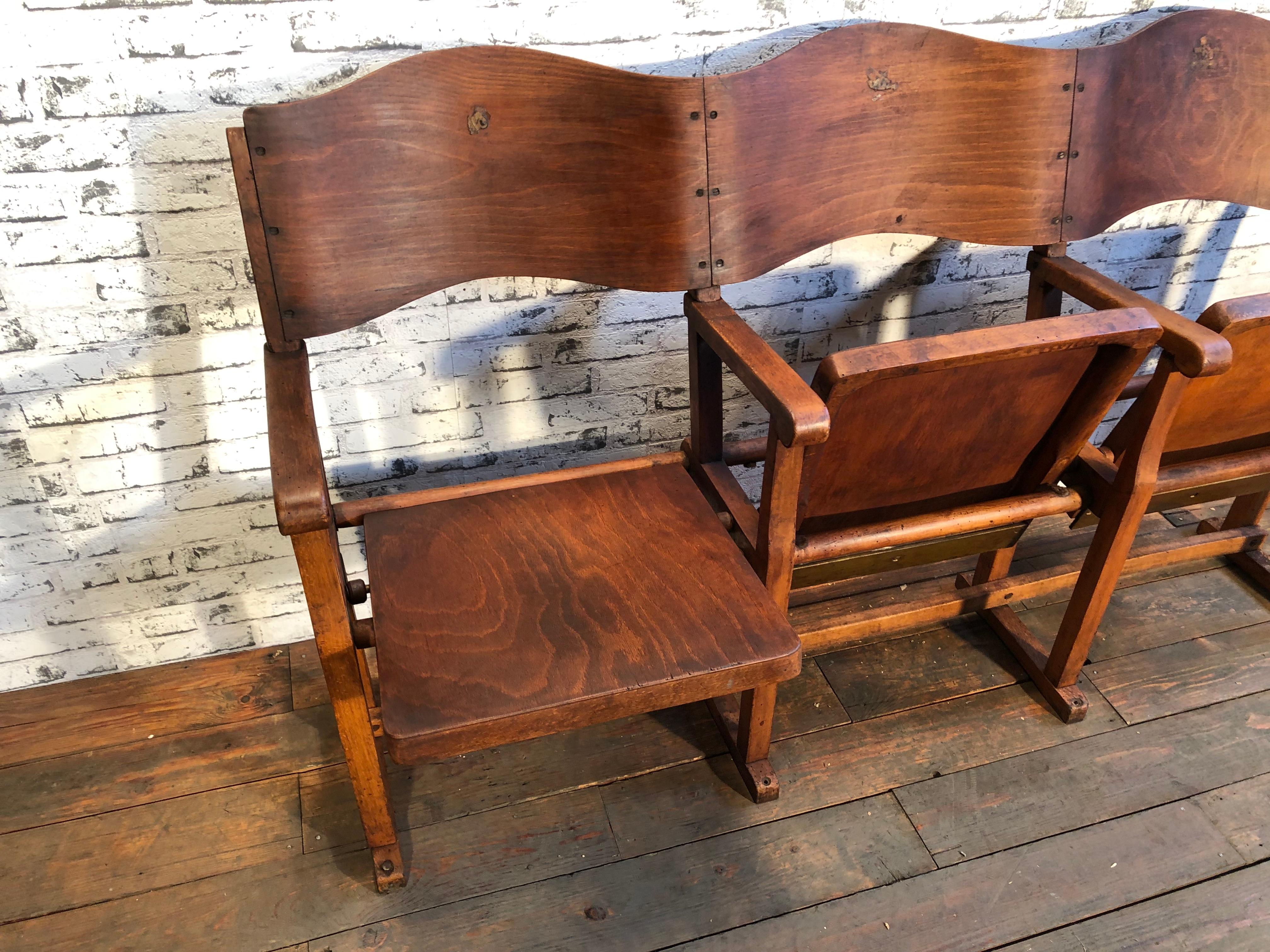 Vintage Three-Seat Cinema Bench, 1930s at 1stDibs
