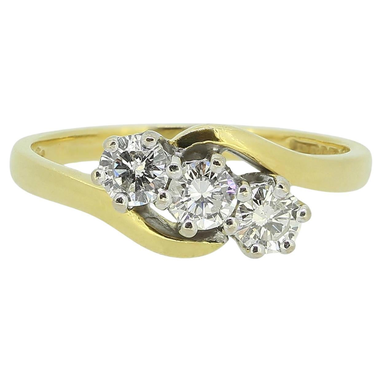 Vintage Three stone Diamond Crossover Vintage Three stone Diamond ...