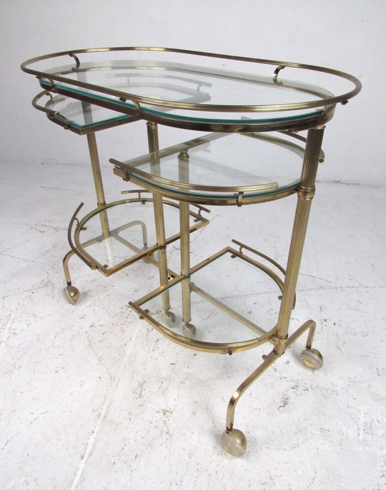 Vintage Three-Tier Brass Service/Bar Cart For Sale at 1stDibs