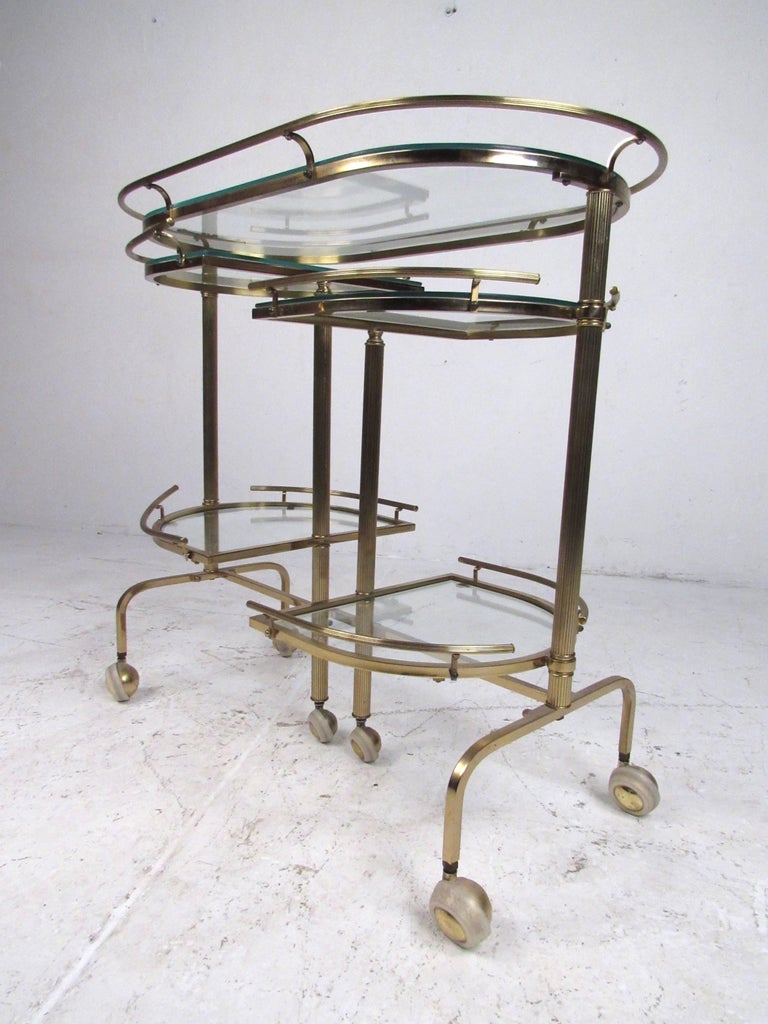 Vintage Three-Tier Brass Service/Bar Cart For Sale at 1stDibs