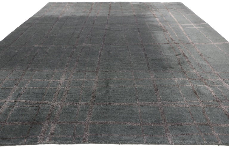 Vintage Tibetan Contemporary Rug with Abstract Expressionism Line Art ...