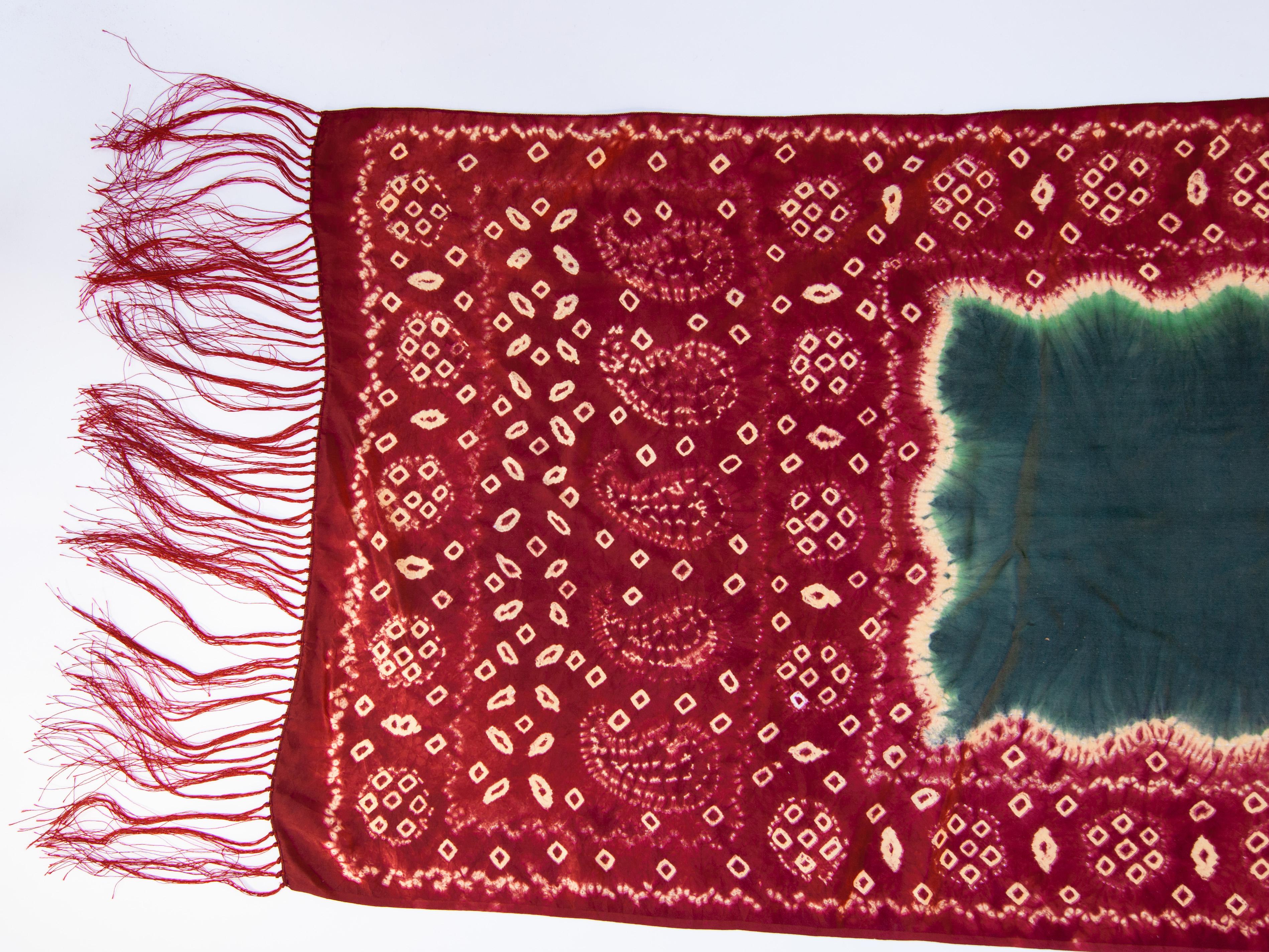 Vintage Tie Dyed Plangi and Tritik Silk Shawl from Sumatra, Mid-20th ...