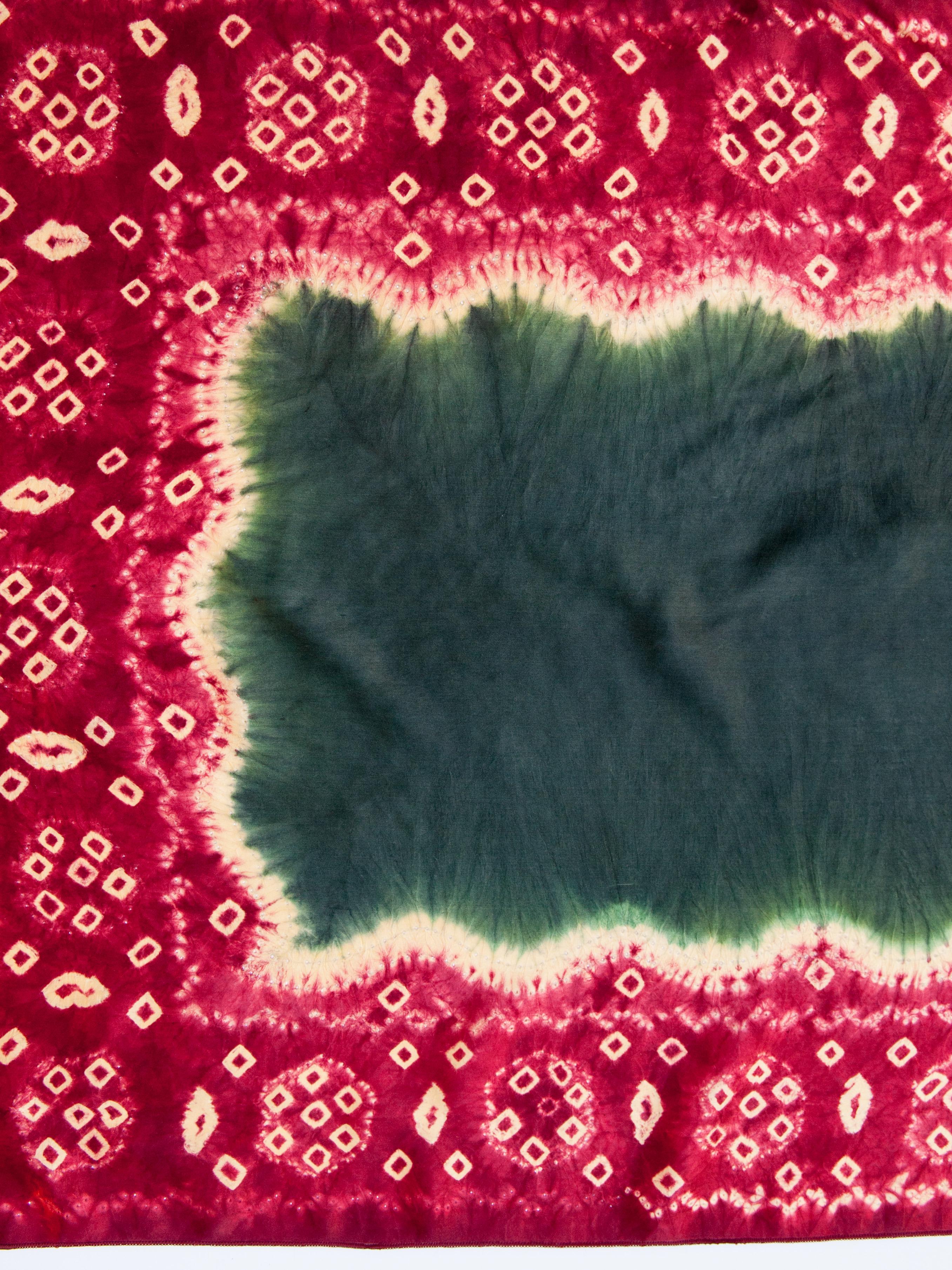 Vintage Tie Dyed Plangi and Tritik Silk Shawl from Sumatra, Mid-20th ...