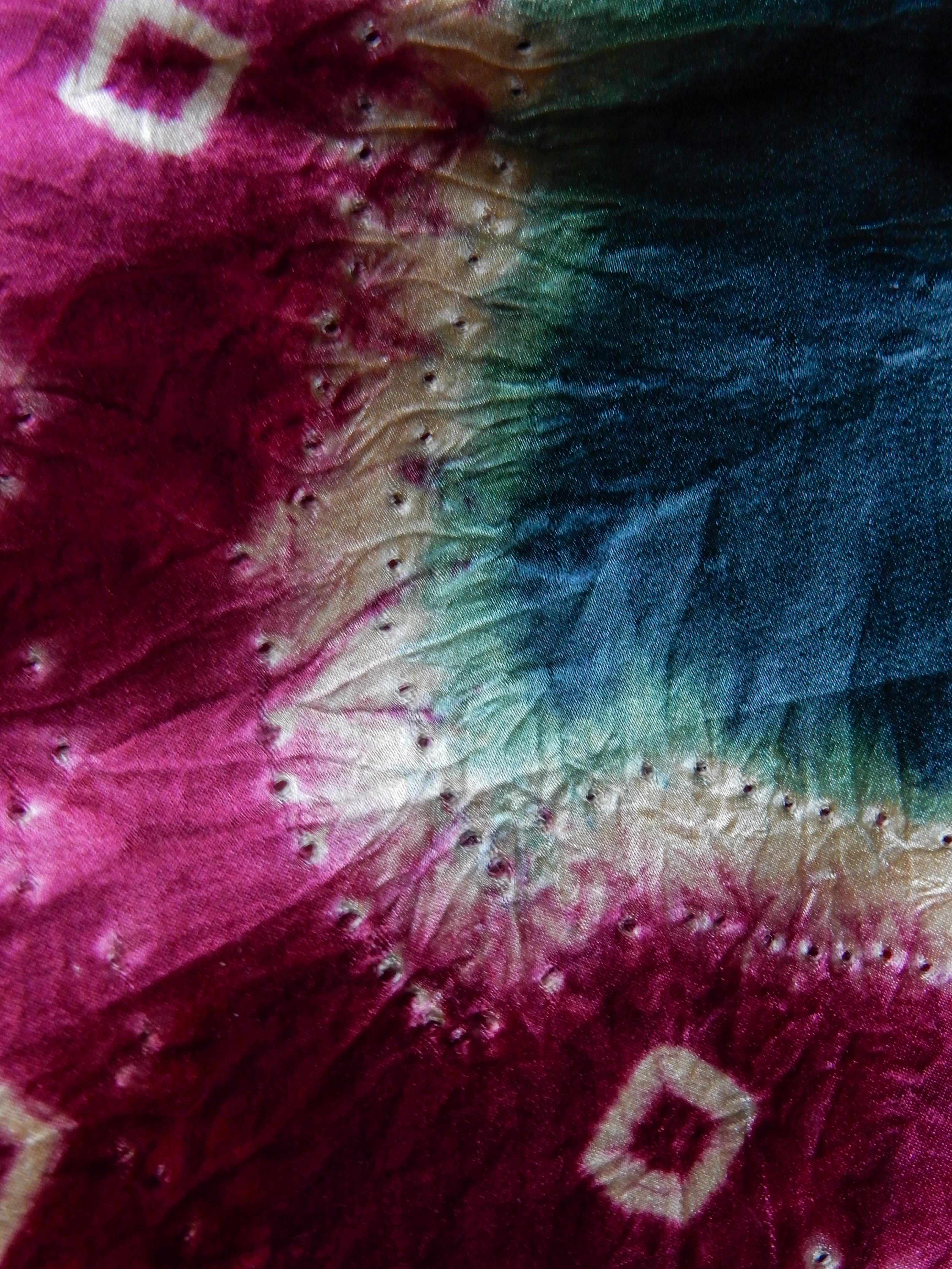 Vintage Tie Dyed Plangi and Tritik Silk Shawl from Sumatra, Mid-20th ...