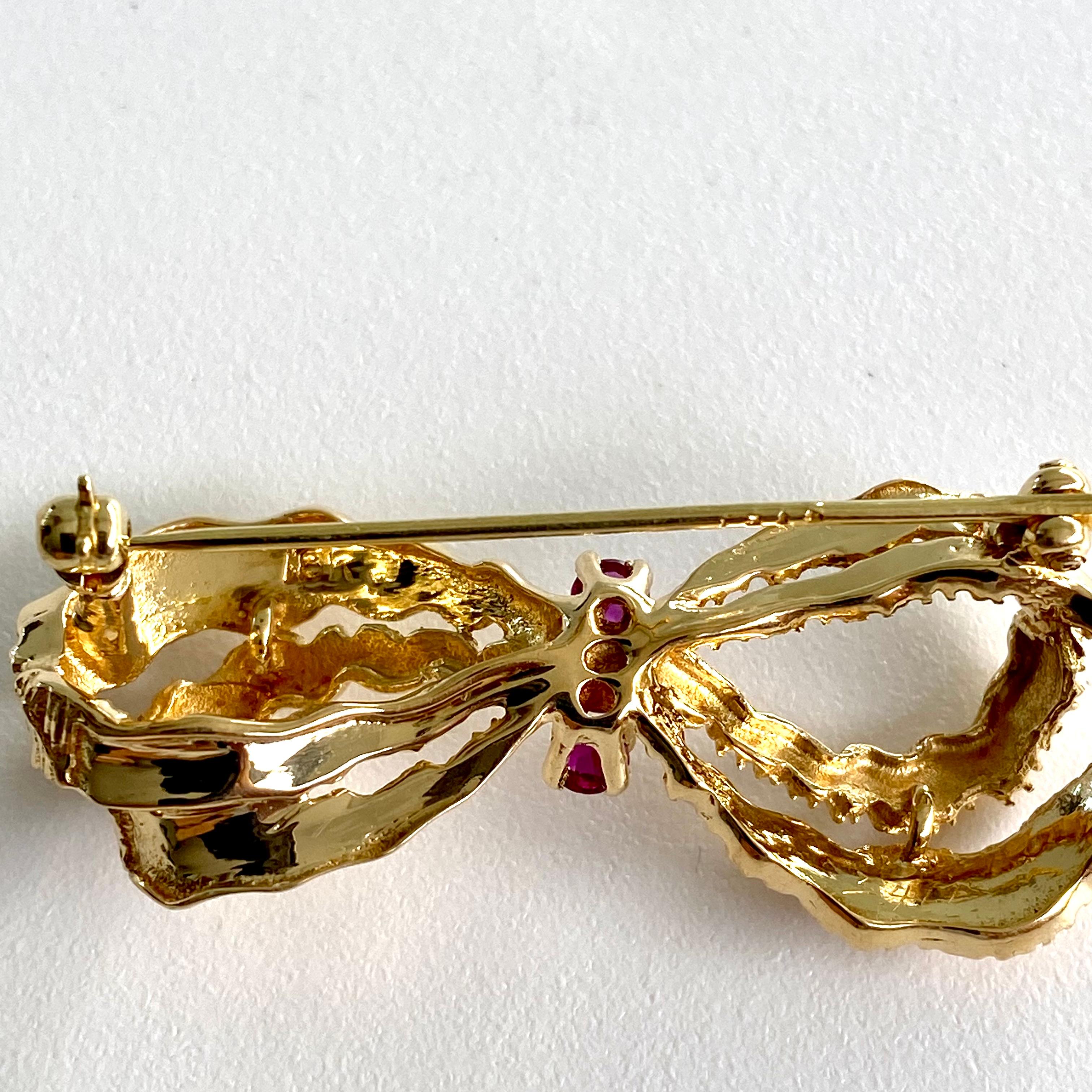Vintage Tiffany Co 18 Karat Yellow Gold Ruby Ribbon Bow 1.60 Inch ...