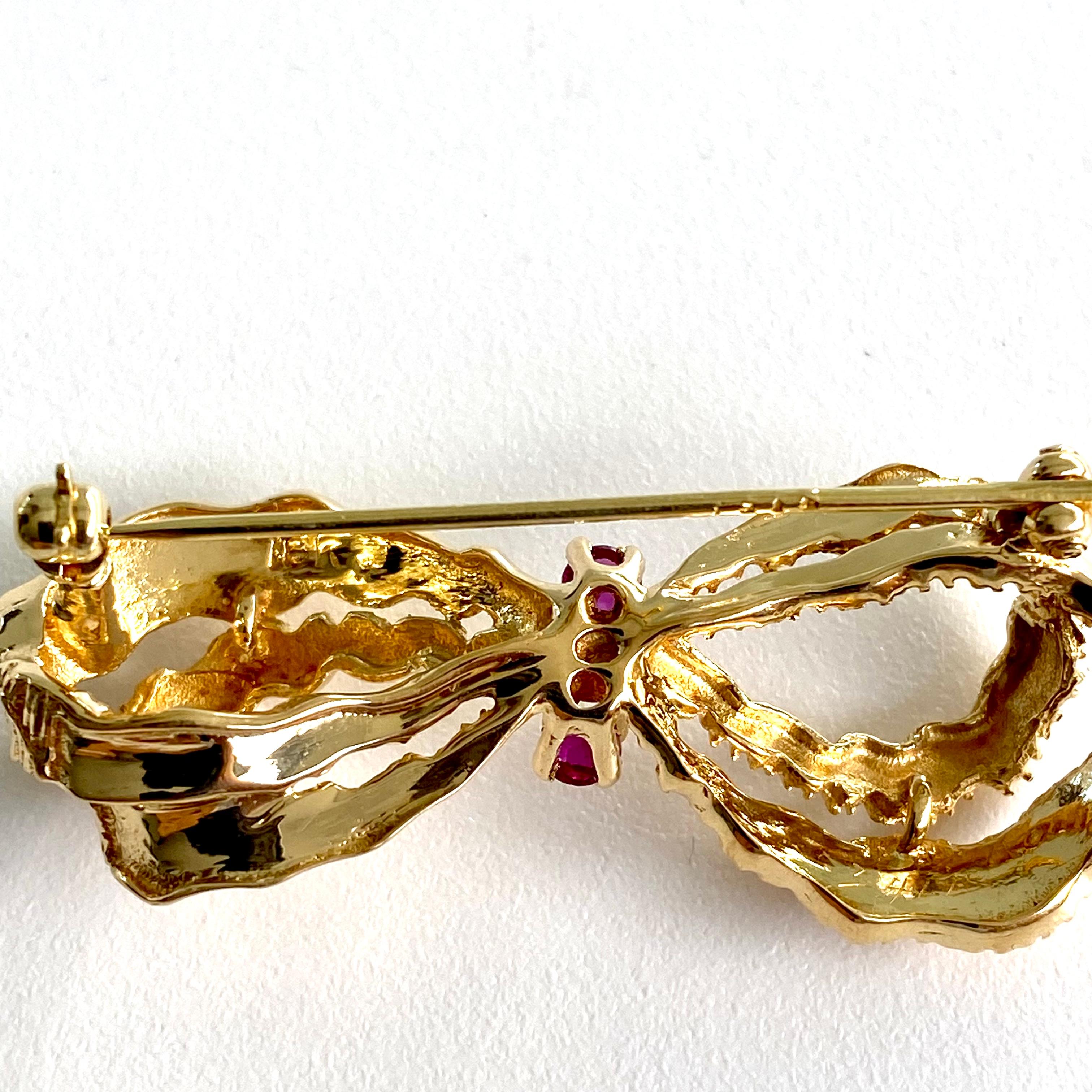 Vintage Tiffany Co 18 Karat Yellow Gold Ruby Ribbon Bow 1.60 Inch ...
