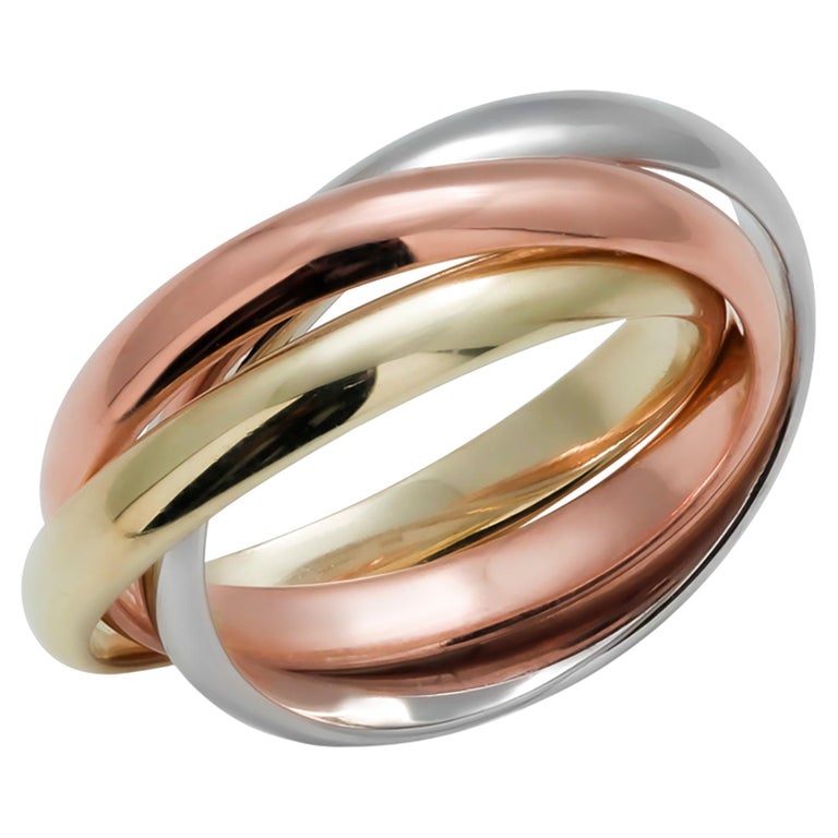 Vintage Tiffany and Co. Tri Color Interlocking Rolling Design Ring at 1stDibs