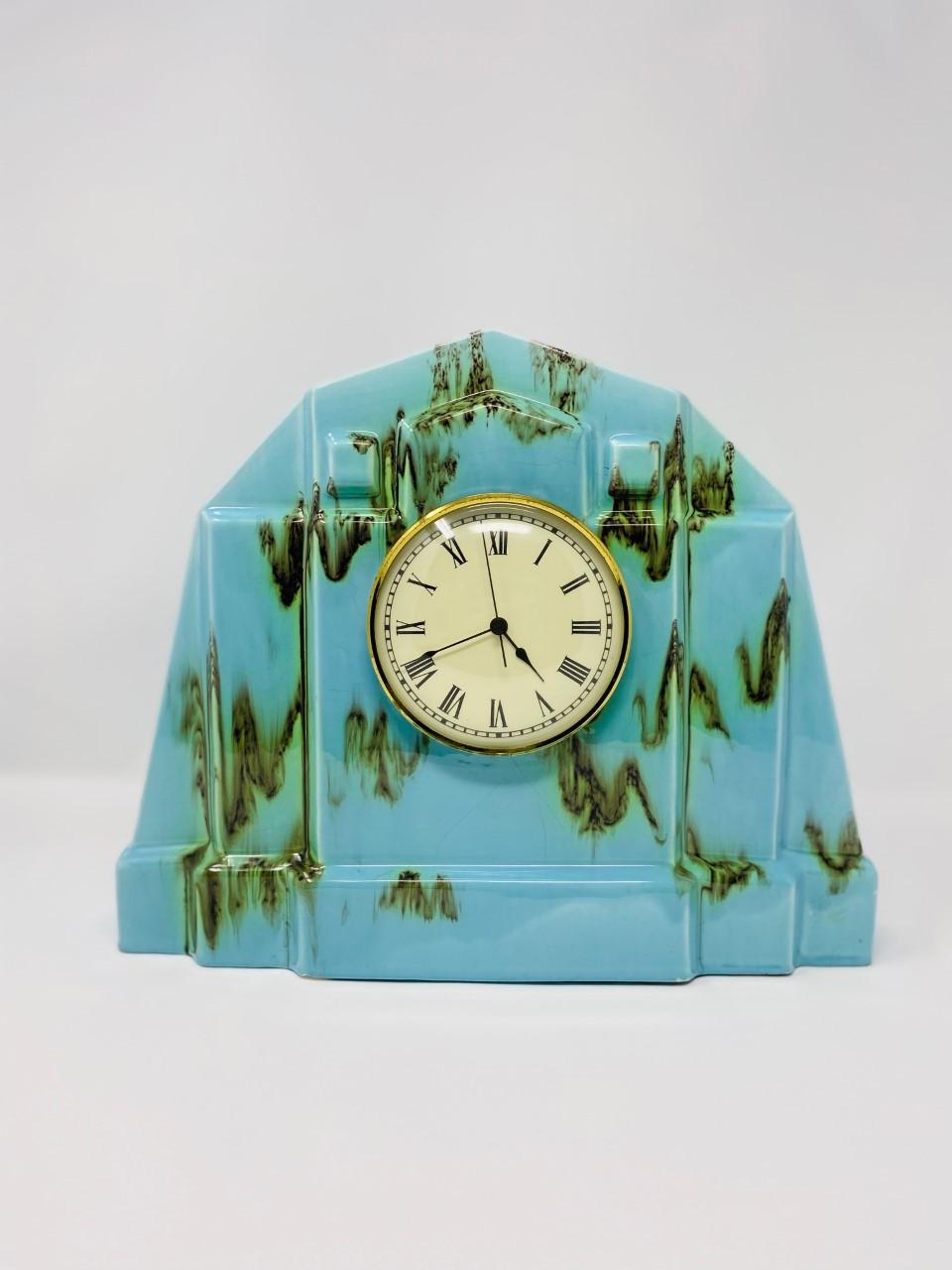 Vintage Tiffany Blue Art Deco Ceramic Mantel Clock at 1stDibs | tiffany ...