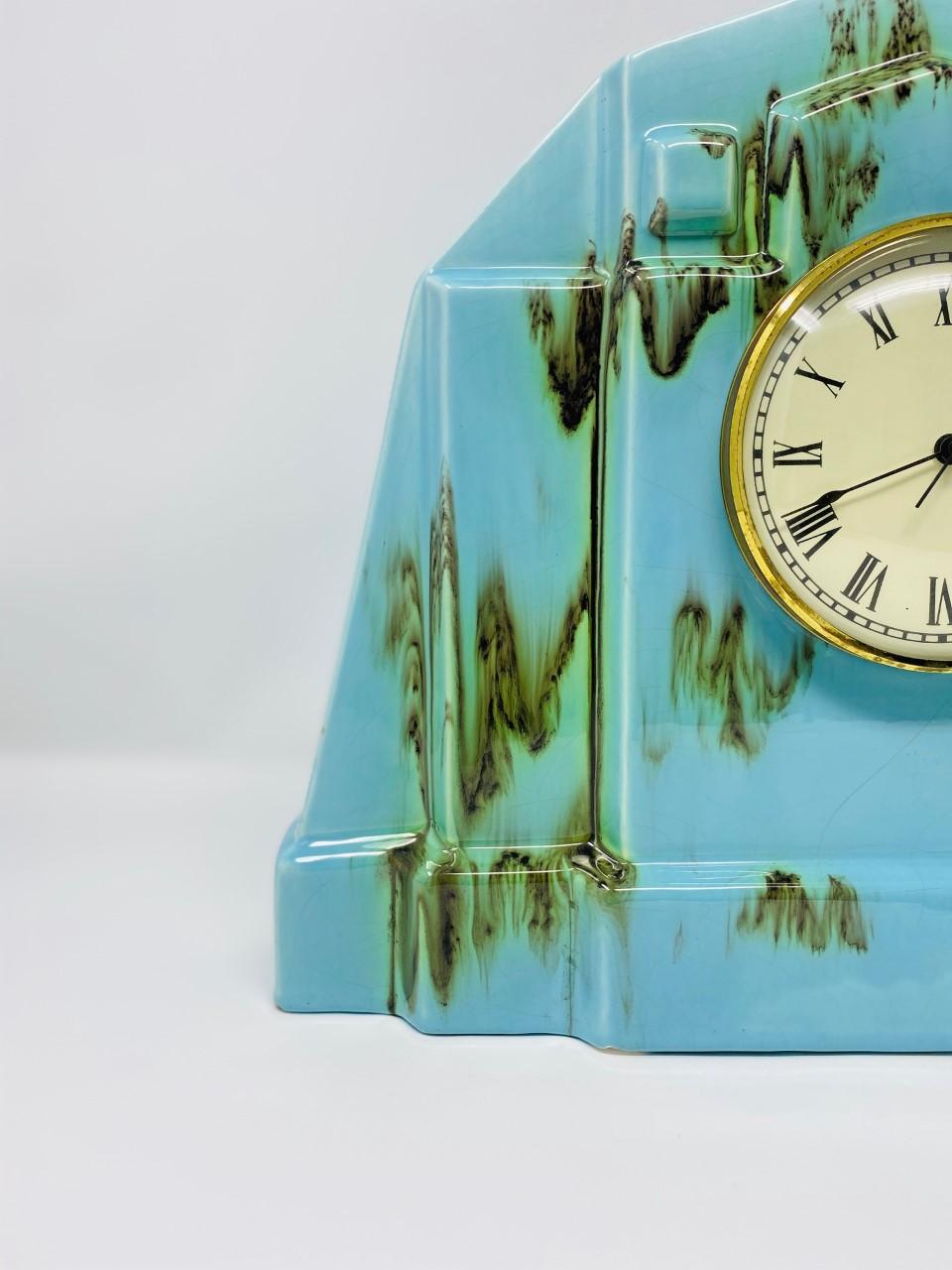 Vintage Tiffany Blue Art Deco Ceramic Mantel Clock at 1stDibs | tiffany ...